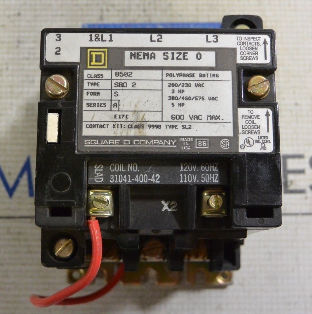 Square D 8502 SB0 2 Form S Series A Contactor 110/120V 50/60Hz Coil | eBay
