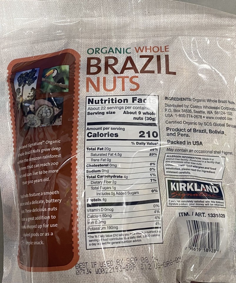 KIRKLAND Signature USDA ORGANIC WHOLE BRAZIL NUTS 24 oz Bag | eBay