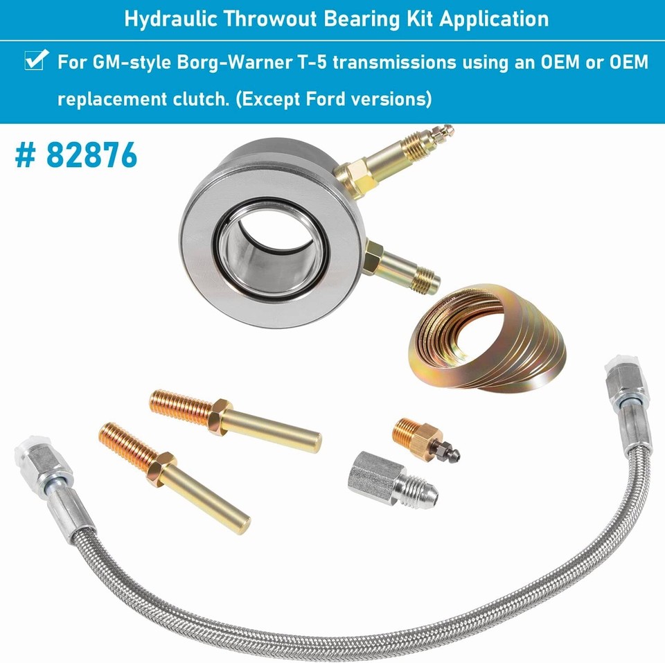 82876 T5 Transmission Hydraulic Throwout Bearing & Hose Kit for GM Borg ...