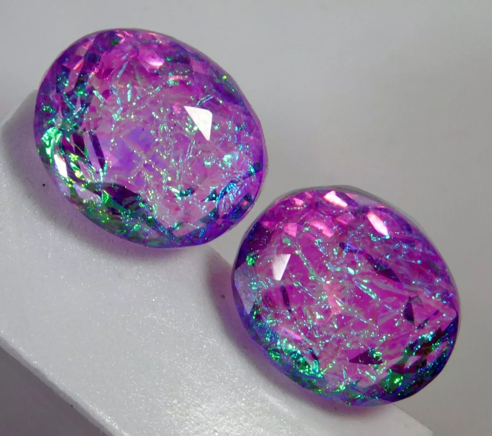 AAA+ Natural Pair of 80+ Ct Oval Cut Monarch Fire Opal Doublet Loose ...
