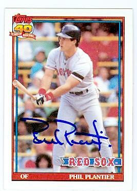 Phil Plantier autographed baseball card (Boston Red Sox) 1991 Topps ...