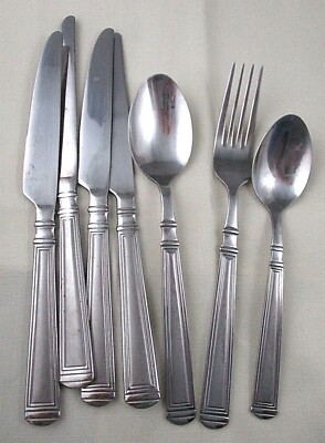 CAMBRIDGE Stainless Steel Flatware 7 Pieces Unknown Pattern HEAVY | eBay