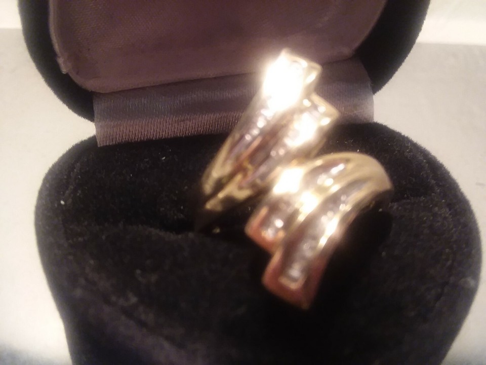 14K & STS LAB CREATED DIAMOND RING ENHANCER WRAP CROWN RING SIZE 8 ...