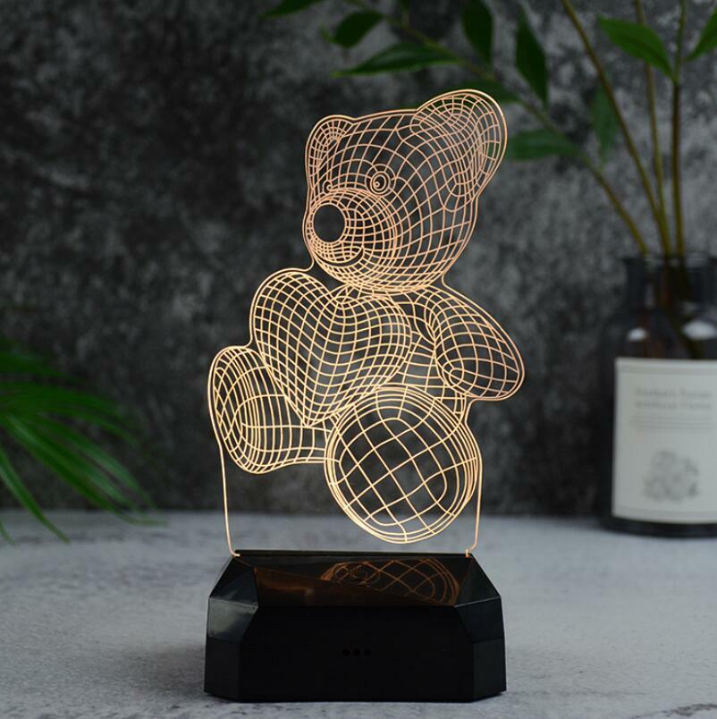 3D LED Night Light Table Desk Lamp 7 Color Optical Illusion Lights | eBay