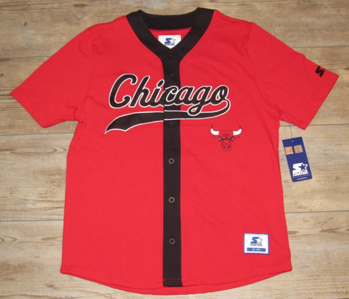 Starter Chicago Bulls Red Vintage Style Baseball Jersey size Men's ...