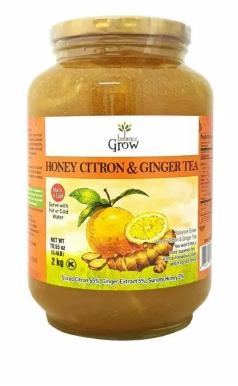 Balance Grow Honey Citron and Ginger Tea 70.55oz (4.4 lbs/2KG) pack of ...