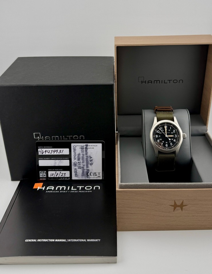 Hamilton Khaki Field Men's Black Watch with Green Nylon Band ...