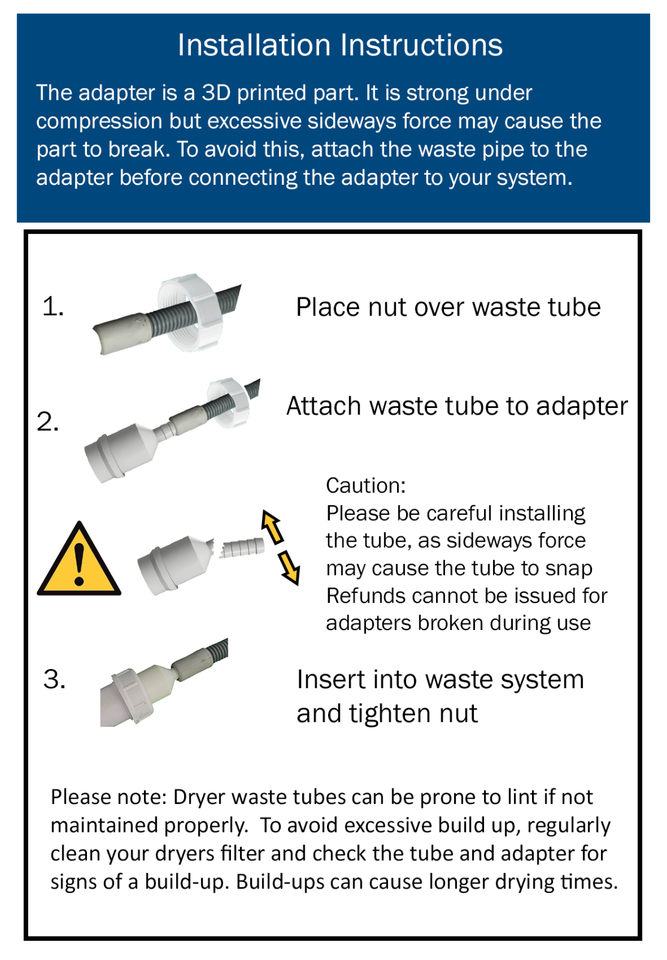 Tumble Dryer 10mm Adapter - 1in BSP Waste pipe plumbing adapter ...