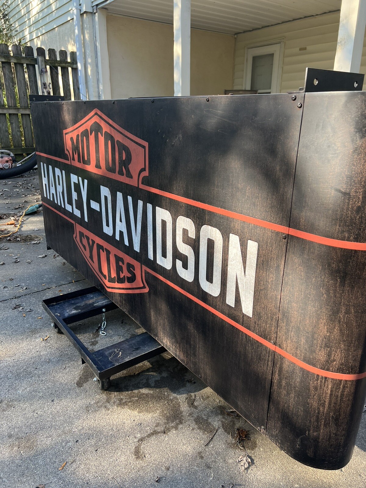 Harley Davidson MOTORCYCLE doubLe Sided BULLNOSE sign MAN CAVE garage ...