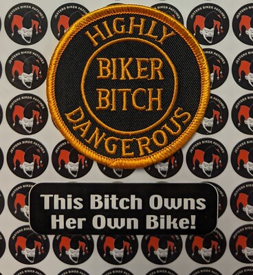 Highly Dangerous Biker Bitch Embroidered Patch with Sticker | eBay