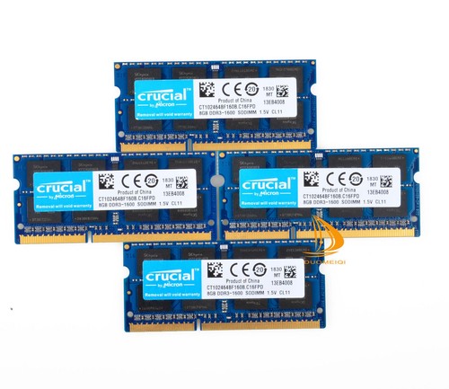 Crucial 4x 8GB 2Rx8 PC3-12800S DDR3-1600Mhz SODIMM Laptop Memory RAM ...