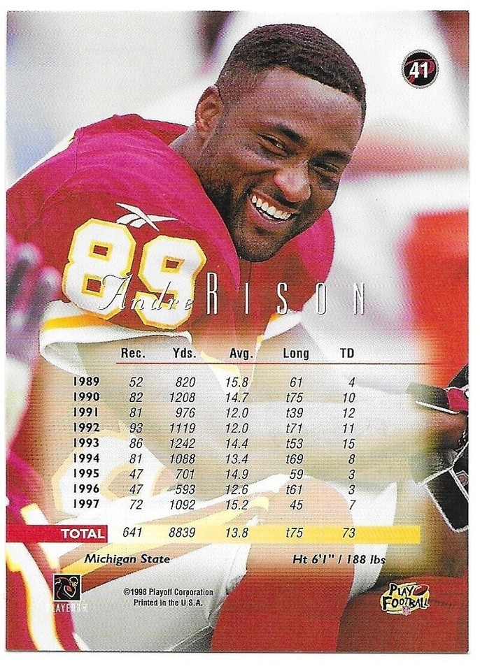 1998 Playoff Prestige #41 Andre Rison, Kansas City Chiefs | eBay