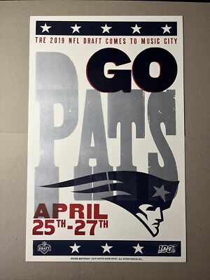 2017 Hatch Show Print NEW ENGLAND PATRIOTS Official NFL Draft Poster ...