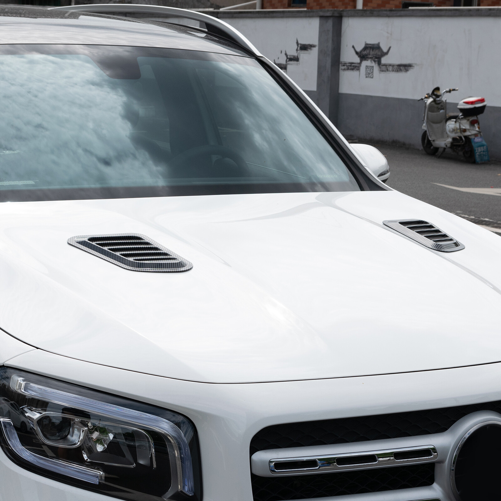 Car Carbon Fiber Bonnet Air Flow Intake Vent Moulding Trim Stick Hood ...