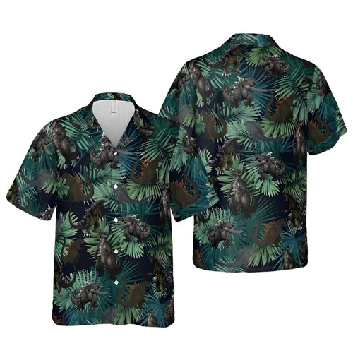 Godzilla Shirt, Godzilla Hawaiian Shirt Godzilla Button Summer Beach Shirt S-5XL | eBay