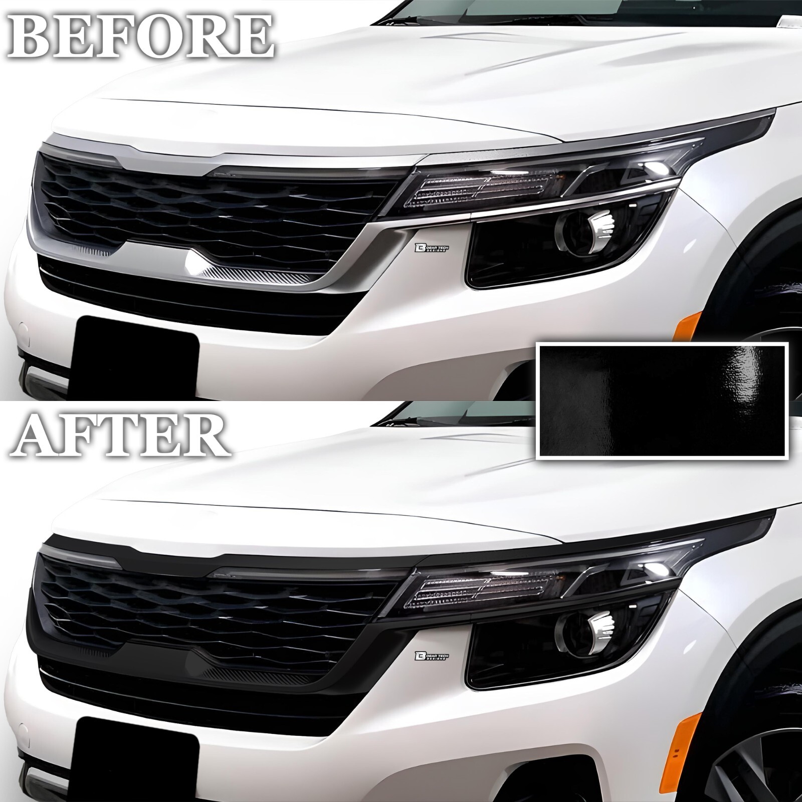 Fits Kia Seltos 2021-2023 Outer Grille Chrome Delete Decal Blackout ...