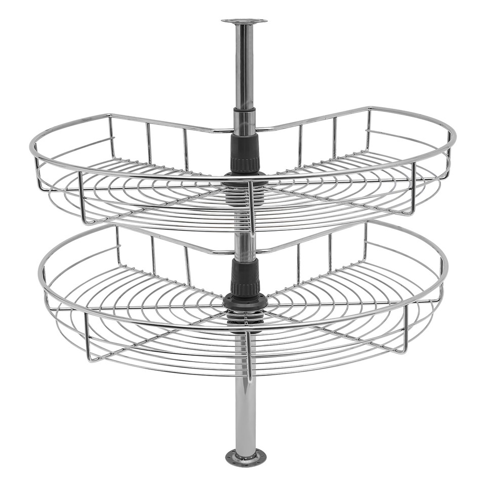 24" Kidney Chrome 2-Shelf Lazy Susan Kitchen Base Cabinet Corner ...