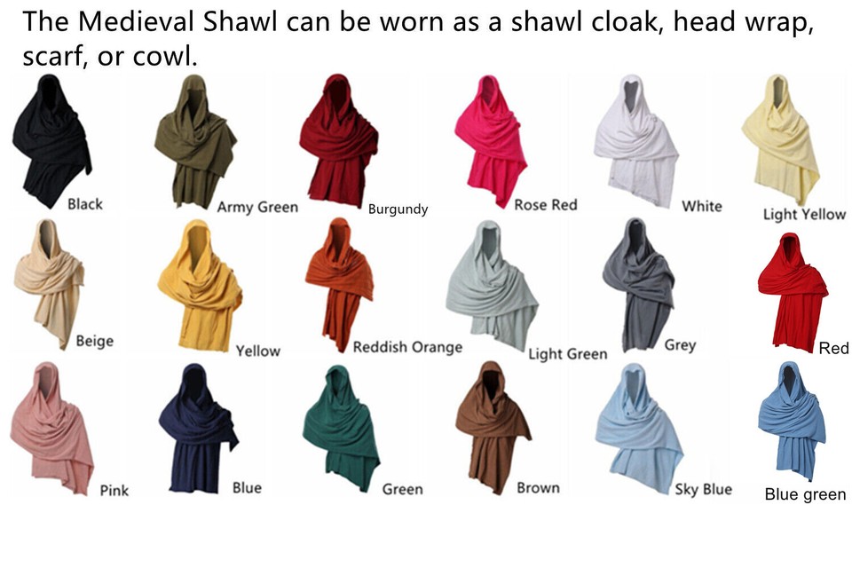 Men Medieval Shawl Post Apocalyptic Shawl Shaman Elven Ranger Cowl ...