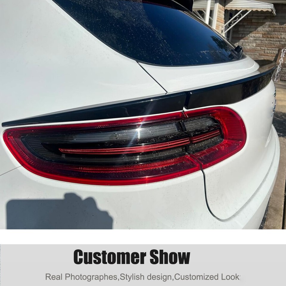 For Porsche Macan 2014-2017 Glossy Black Rear Middle Trunk Spoiler ...