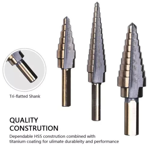 5Pcs HSS Cobalt Hole Large Metal Step Drill Bit Set Titanium Cutter ...