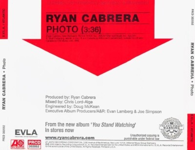 RYAN CABRERA - PHOTO - US Promo CD Single - MINT! - from You Stand ...