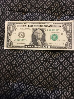 $1 Low Serial Number Star Note. 00064077* 2017 A | eBay
