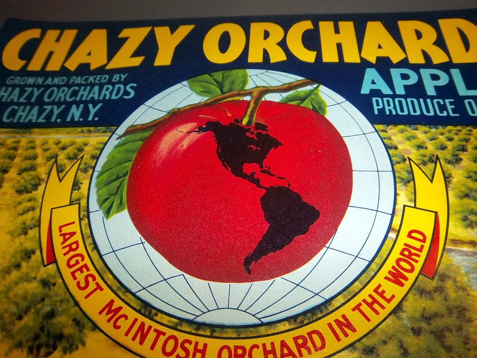 Vintage Original Label, 1940s Chazy Orchards Apple Crate Label, New ...