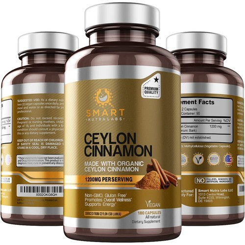 Smart Nutra Labs Organic Ceylon Cinnamon Supplement 1200mg per Serving ...