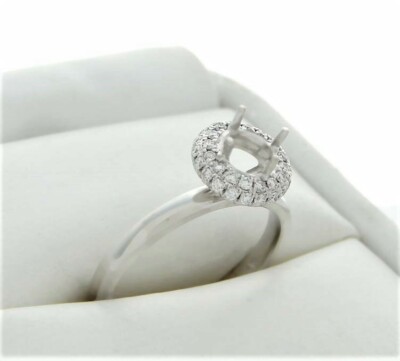 PLATINUM DIAMOND SEMI MOUNT ENGAGEMENT RING DOUBLE HALO MOUNTING NEW | eBay