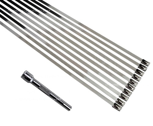 50 10" Stainless Steel Metal Cable Tie Clamp Strap Exhaust Header Wrap ...