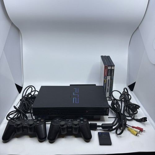 PlayStation 2 PS2 Fat Console Bundle w/ Controllers Games HDD Adapter ...