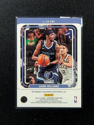 Ziaire Williams 2022-23 Contenders Autograph Auto /199 #CA-ZWL Nets ...