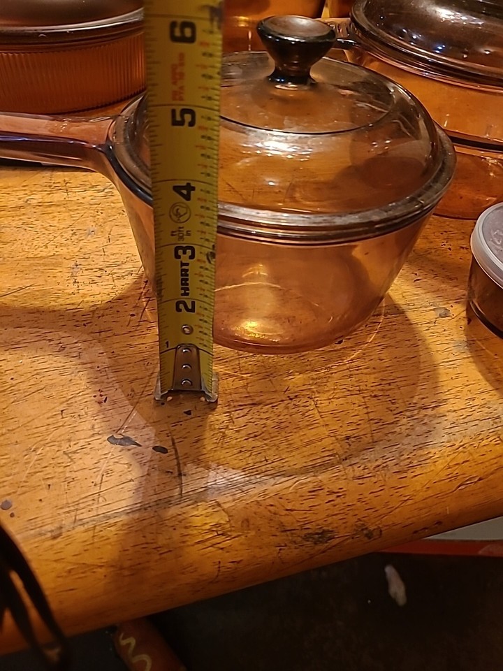 Vintage Visions Cookware Amber Glass Set Pans Lid 10pc Corningware ...