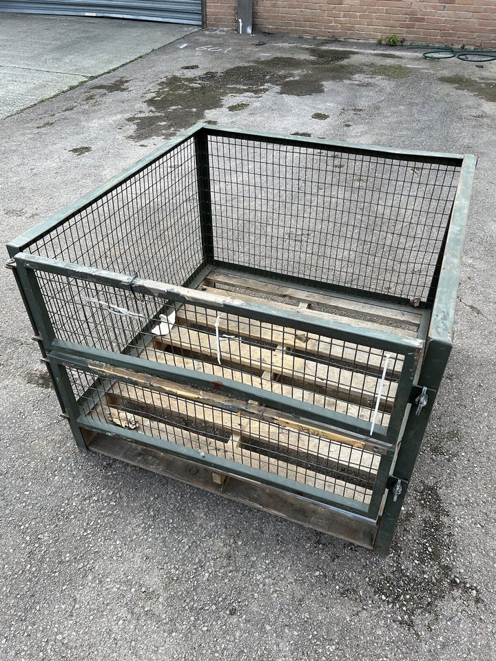 Stackable Metal Stillage, Caged Bins, heavy USA Pallet Size with swing ...