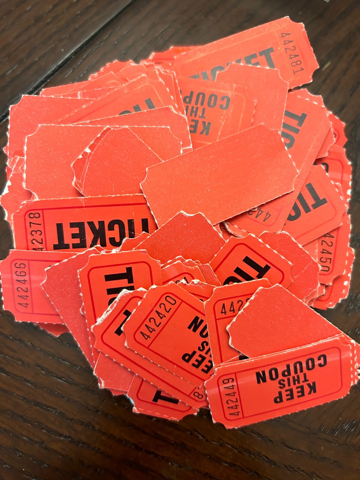 200 Red Raffle Tickets Carnival Type Tickets; For Prizes, Games ...