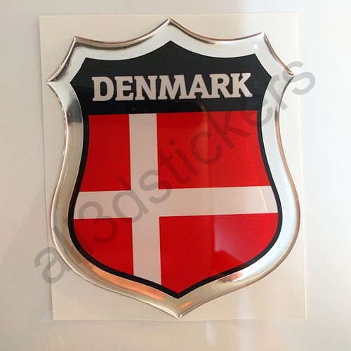 Sticker Denmark Emblem 3D Resin Domed Gel Denmark Flag Vinyl Decal Car ...