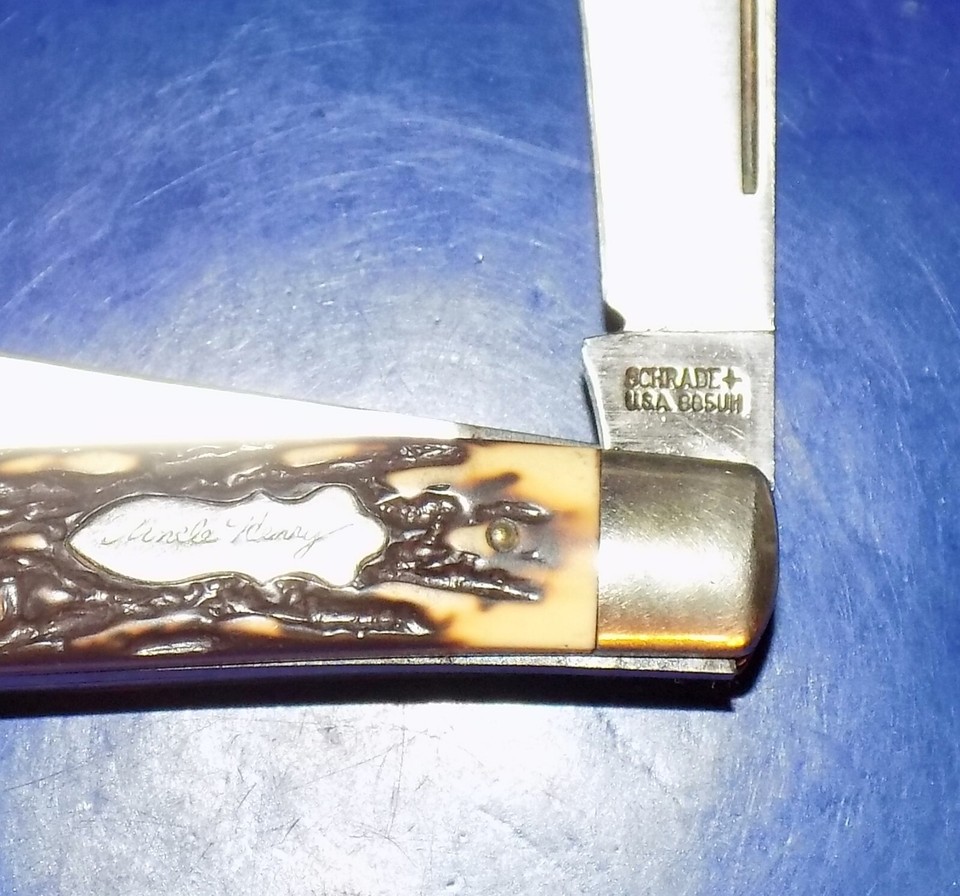 Schrade+ USA 885UH Uncle Henry Stockman Knife w/Stagalon Scales - Exc ...