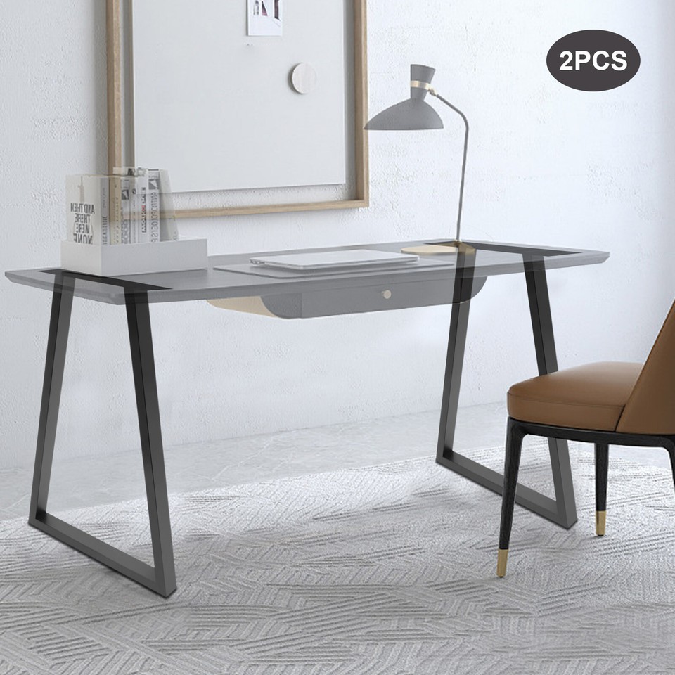 Set of 2 Metal Trapezoid Coffee Dining Table Leg Bench Desk Furniture ...