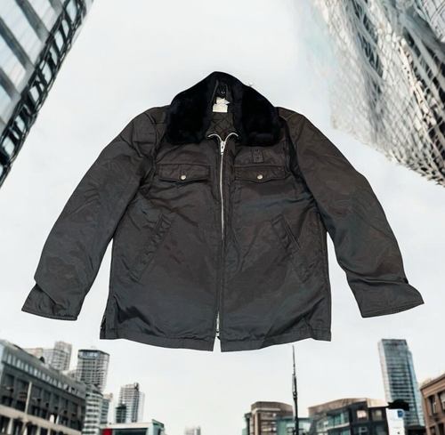 VTG Horace Small Tuffy Black Police Bomber Jacket Mens Sz 40R Fur ...