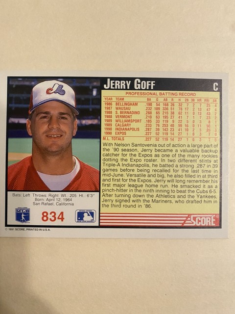 1991 Score - #834 Jerry Goff for sale online | eBay