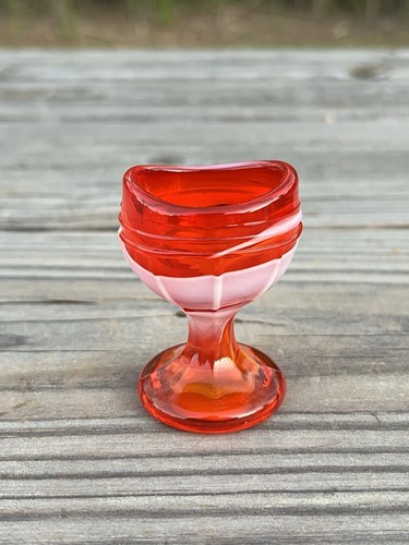 Red And White Marble Slag Eye Wash Cup UV Reactive Rosso Glass ...