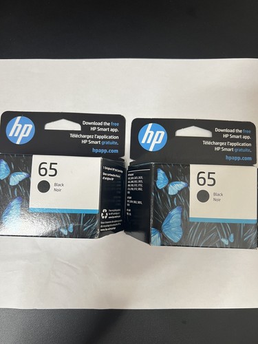 2PK Genuine HP 65 Ink Cartridge Black Pack for HP 2622 3752 3722 ...