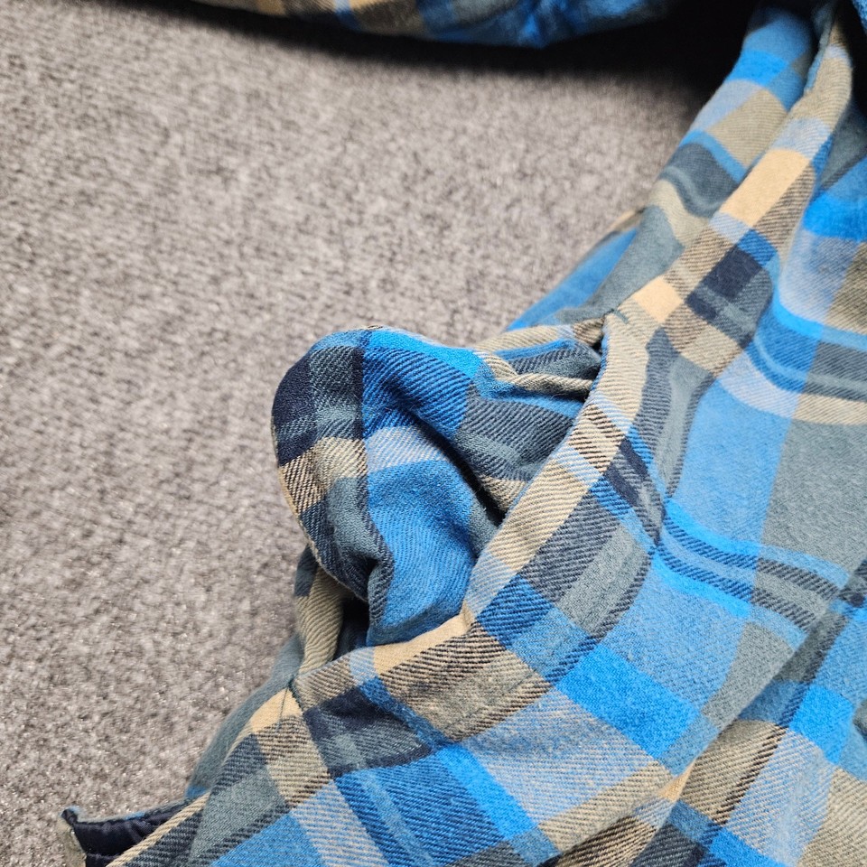 Legendary Whitetails Hooded Flannel Shacket XL Blue Plaid Quilted Lined ...