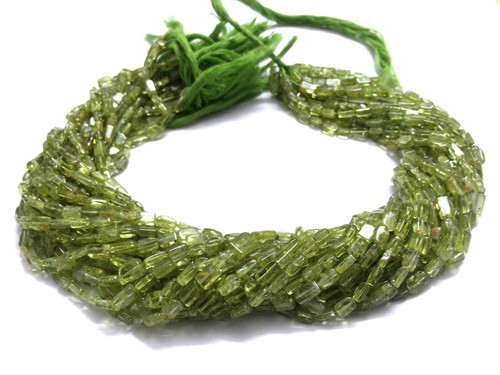 5 Strand Natural Peridot Square Smooth 3x6-4x7mm Peridot Loose Beads 12 ...