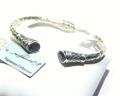 NEW BJC SAMUEL B BEHNAM STERLING SILVER DESIGNER AMETHYST BANGLE ...
