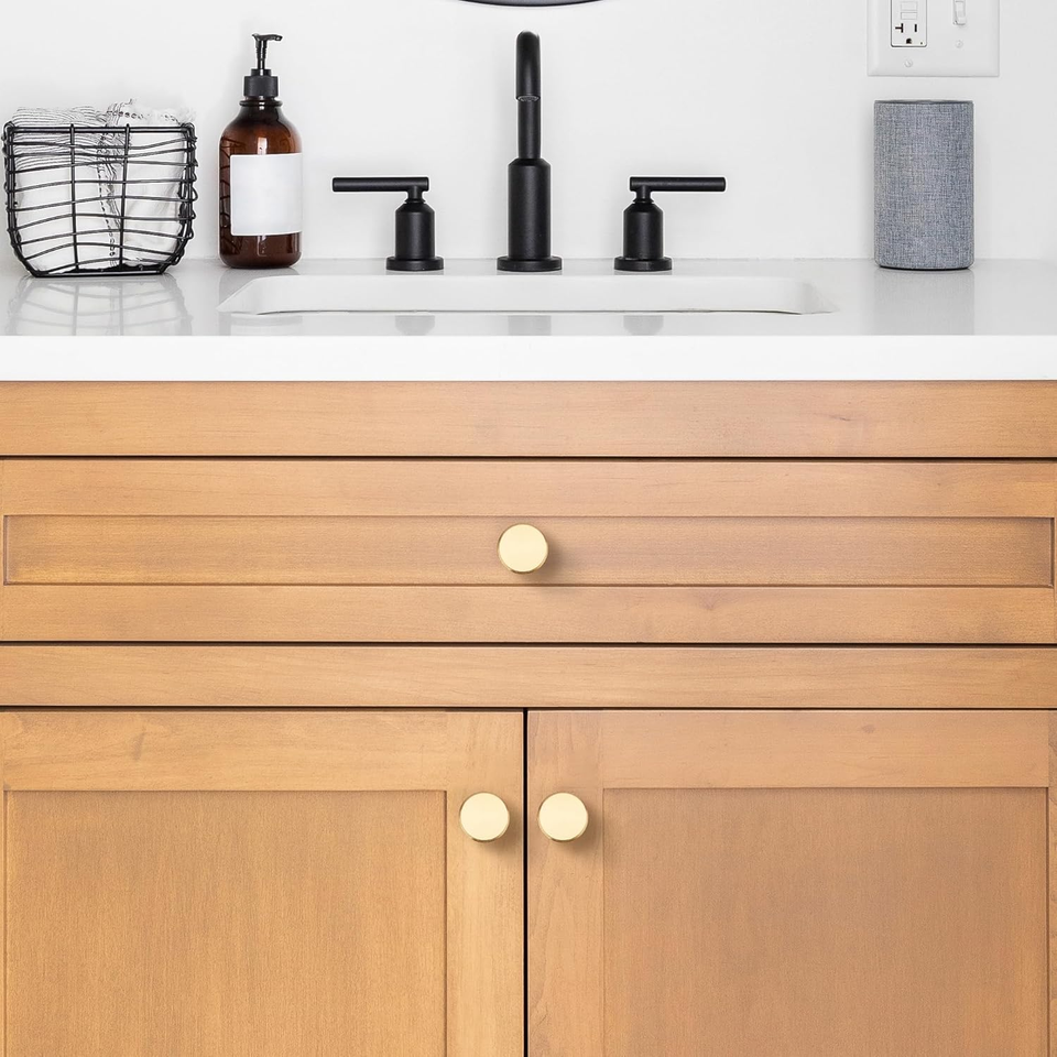 25 Pack Brushed Brass Kitchen Cabinet Hardware Knobs round Solid Knurled Handles | eBay