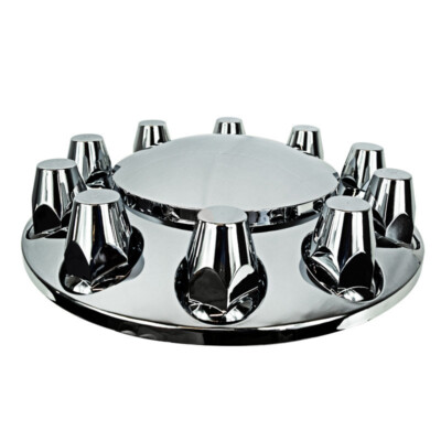 Semi Truck Chrome Front Axle Wheel Cover with Removable Hub Cap & Lug ...