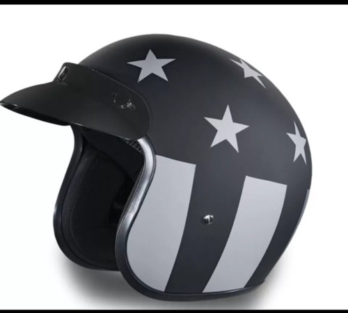 Daytona Helmets 3/4 Shell Open Face Motorcycle Helmet–DOT Blk Captain ...