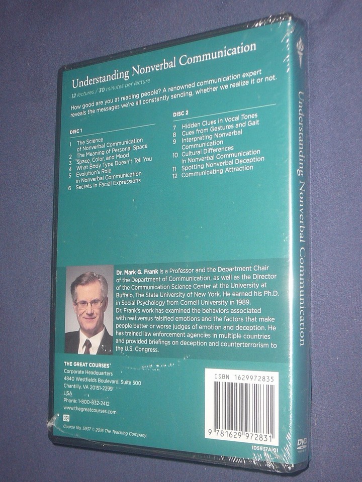 Great Courses DVDs : UNDERSTANDING NONVERBAL COMMUNICATION + Transcript ...