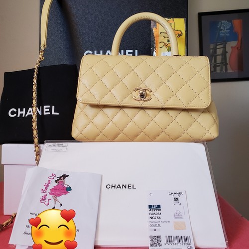 CHANEL yellow caviar gold hw Mini / small 9.25 inches Coco Handle Bag ...